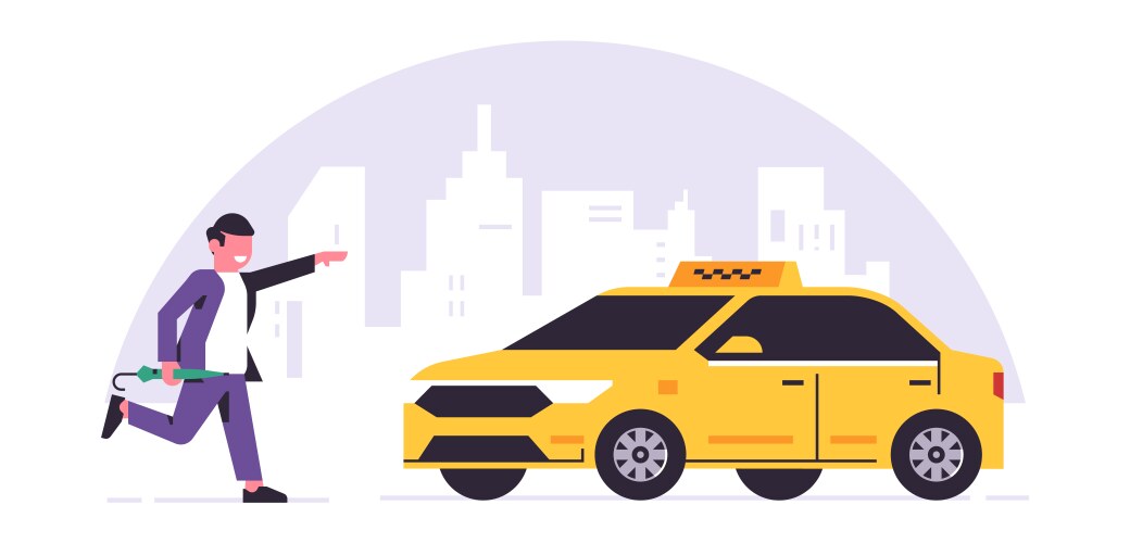 Vip taxi with driver and passenger in cartoon Vector Image