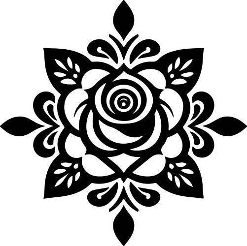 A simple rose mandala design silhouette Royalty Free Vector