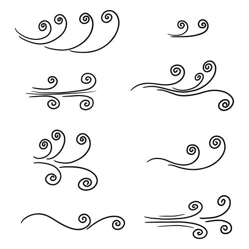 Wind doodle blow gust design isolated on white Vector Image