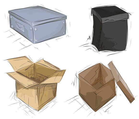 Cartoon Cardboard Boxes Royalty Free Vector Image