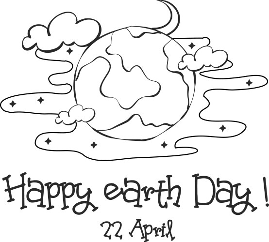 Happy earth day with tree hand draw Royalty Free Vector
