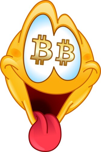 Emoticon with golden bitcoin sign eyes Royalty Free Vector