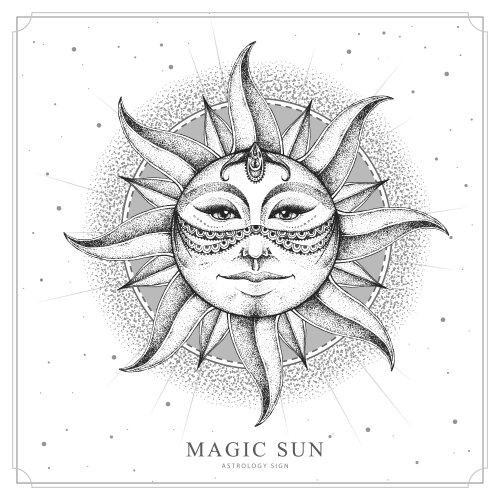 Magic witchcraft card with astrology sun sign Vector Image