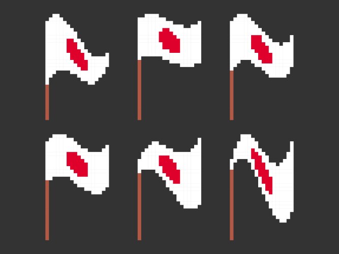 Pixel france flag icon set isolated on white Vector Image