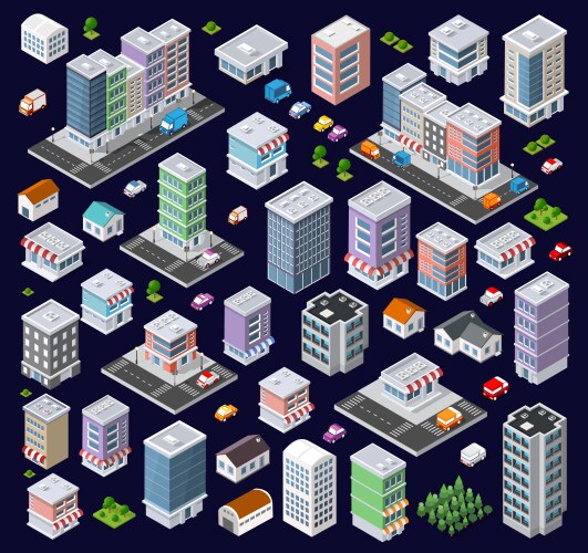 3d map isometric city Royalty Free Vector Image