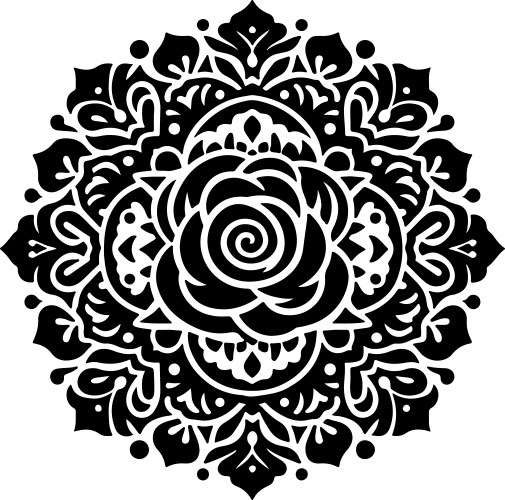 A simple rose mandala design silhouette Royalty Free Vector
