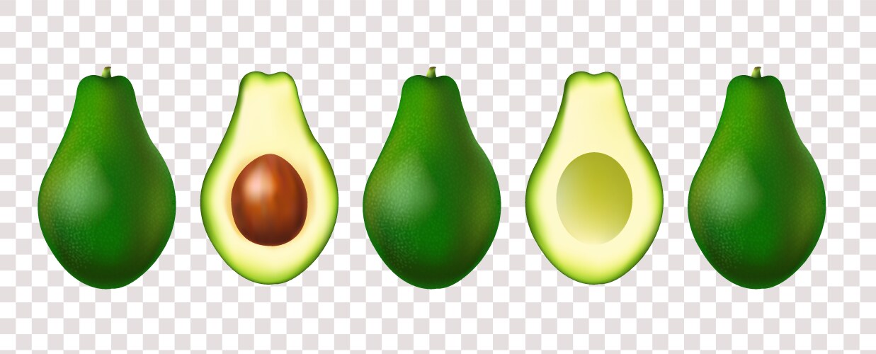 Set of avocado fruit cartoon Royalty Free Vector Image