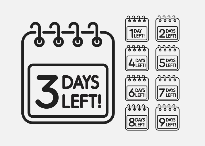 Countdown daily page calendar icon - 1 day left Vector Image