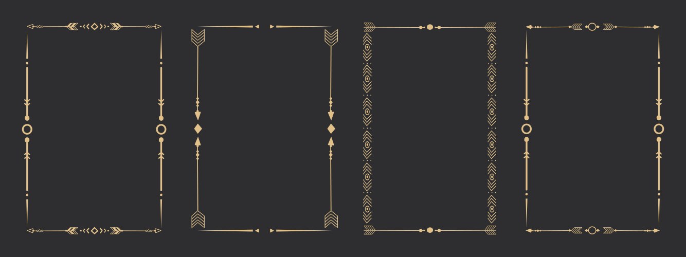 Gold frame set with tribal native indian arrow Vector Image