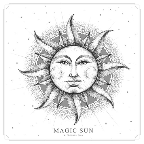 Magic witchcraft card with astrology sun sign Vector Image
