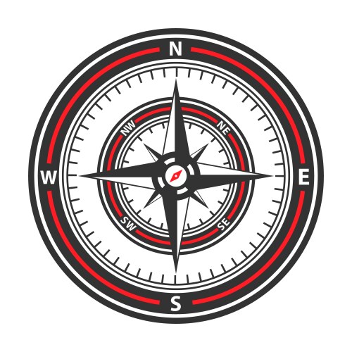 Vintage colourful graphic compass Royalty Free Vector Image