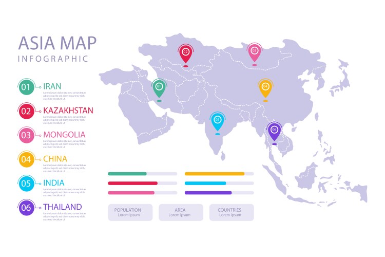 Hand drawn asia map infographic Royalty Free Vector Image