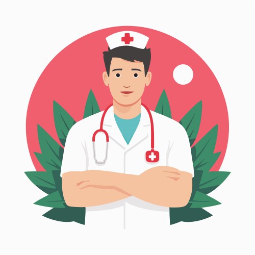 Male nurse on white background Royalty Free Vector Image