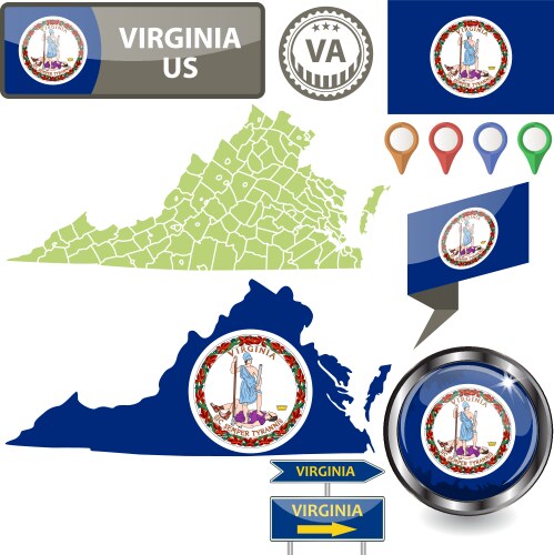 Map of virginia Royalty Free Vector Image - VectorStock