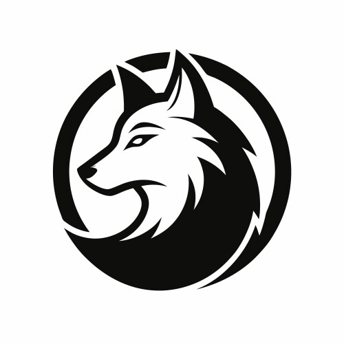 Alpha wolf mascot logo in circle frame Royalty Free Vector