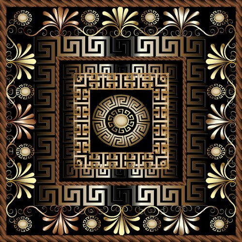 Greek floral geometric panel pattern Royalty Free Vector