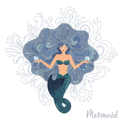 Cute little mermaid with pearl Royalty Free Vector Image
