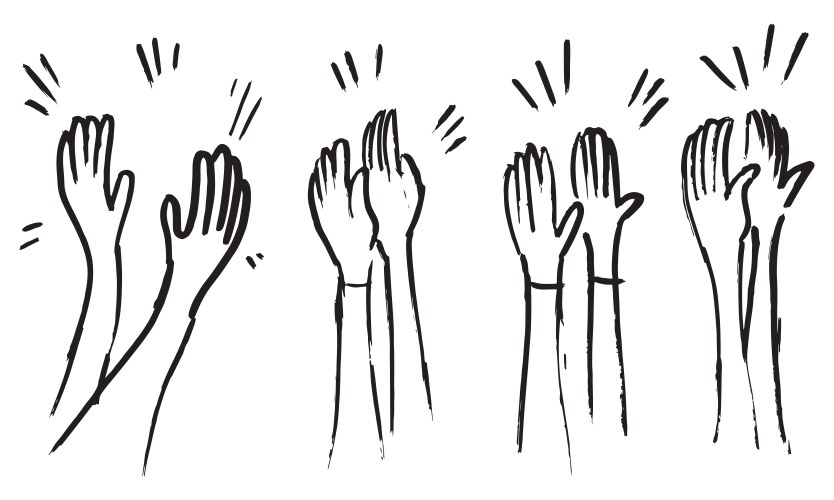 Hand drawn sketch style human hands clapping Vector Image