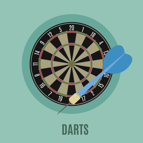 Dartboard with darts on black background Vector Image