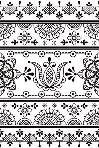 Floral folk art outline seamless pattern Vector Image