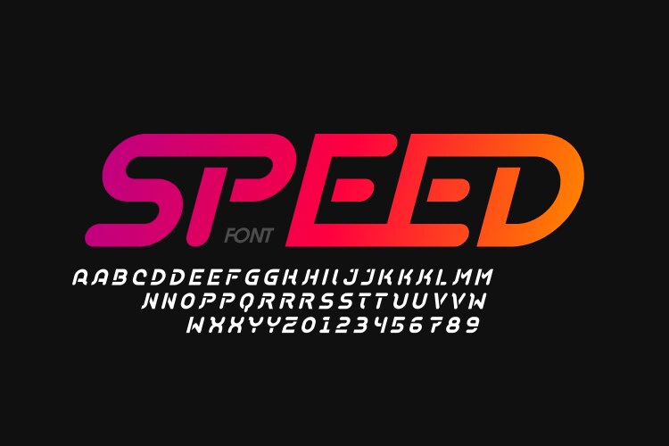 Speed letters set red race font italic bold Vector Image