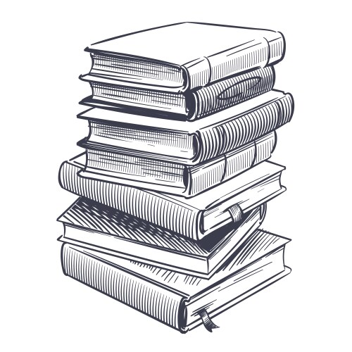 Sketch of books stack Royalty Free Vector Image