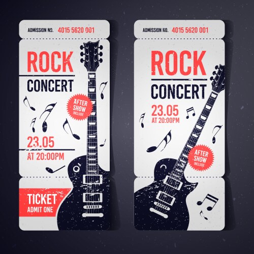 Rock Concert Ticket Template - Black & White Vector Image