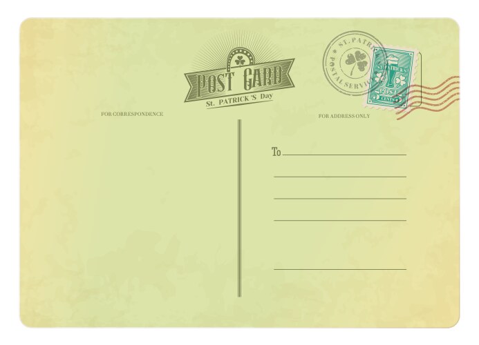 Saint patrick day celebration postcard stamp Vector Image