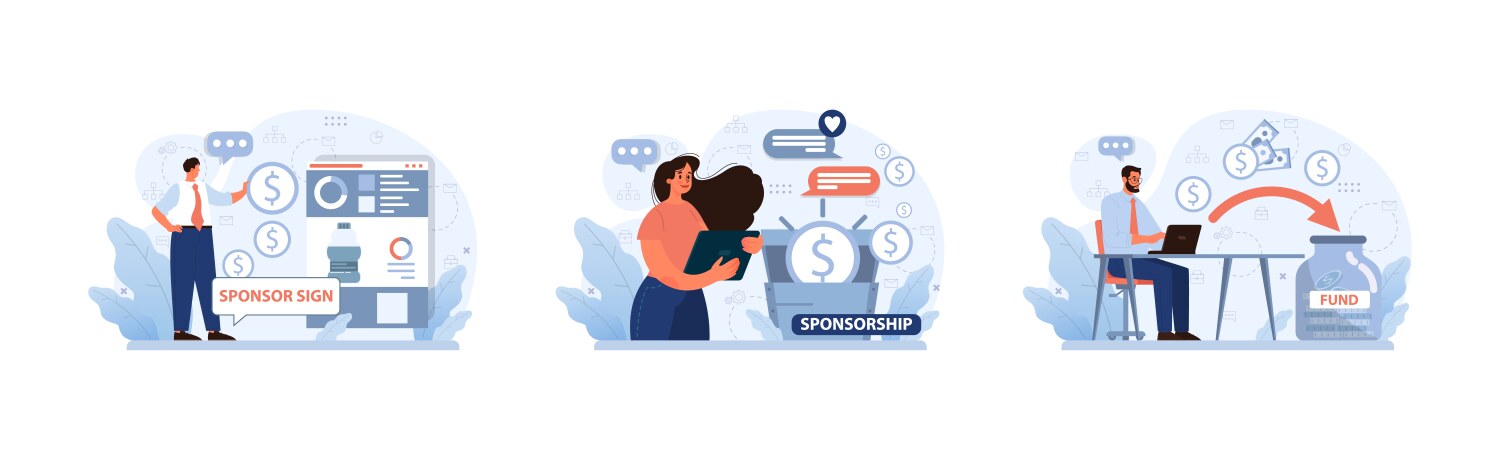 Digital sponsorship exploration flat Royalty Free Vector Digital sponsorship exploration flat Royalty Free Vector