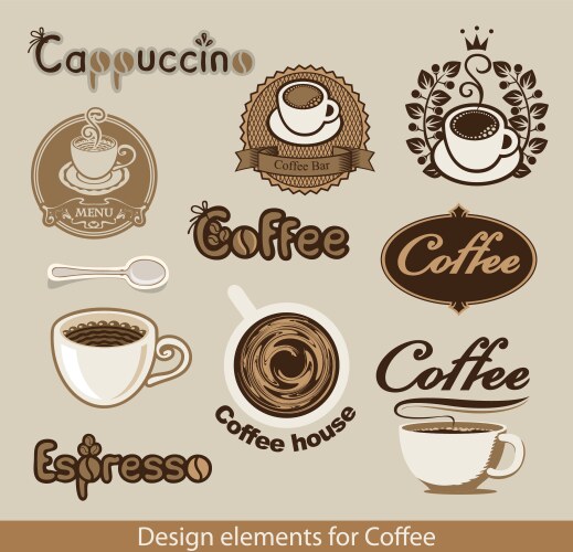 Set coffee design elements Royalty Free Vector Image