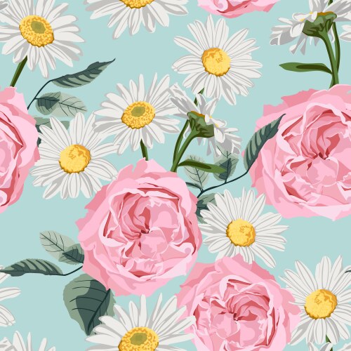 Seamless floral pattern with roses Royalty Free Vector Image