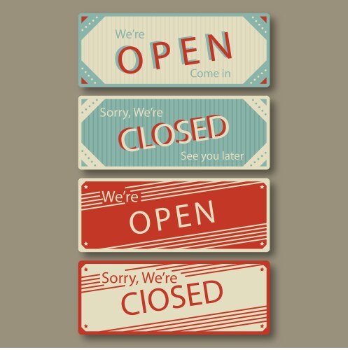 Vintage open and closed signboard collection Vector Image
