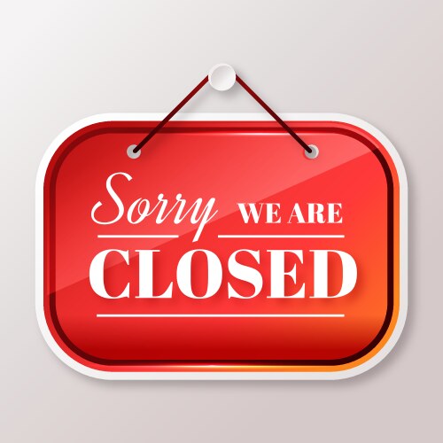 Gradient sorry were closed signboard Royalty Free Vector