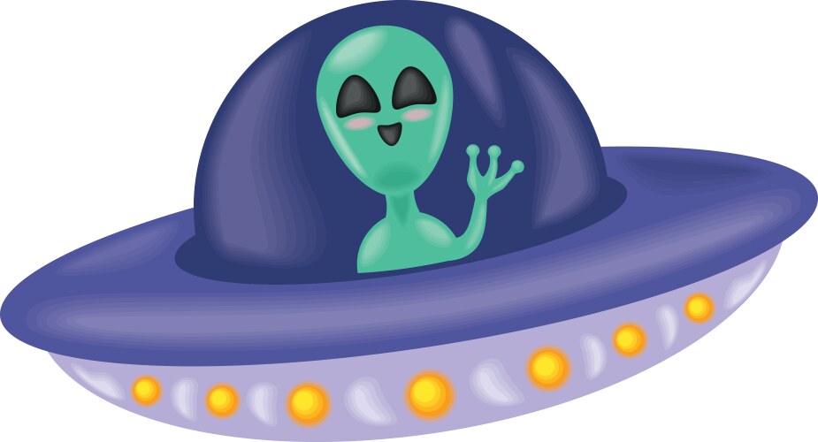 Alien spacecraft icon cartoon ufo space toy Vector Image