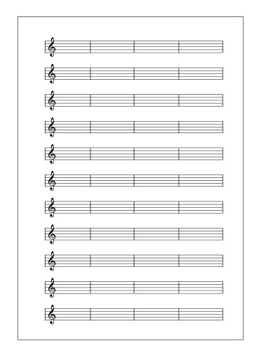 A4 Music Sheet with Treble Clef Royalty Free Vector Image