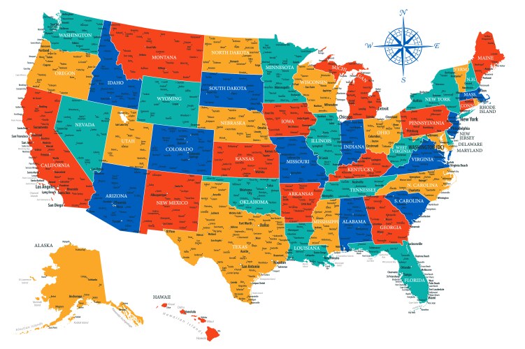 Europe - highly detailed blue colored map Vector Image