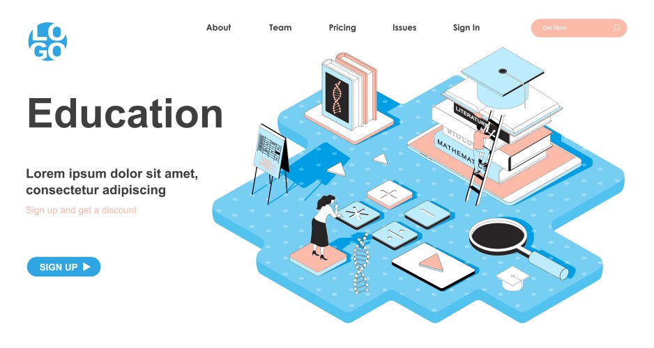 University study isometric set Royalty Free Vector Image