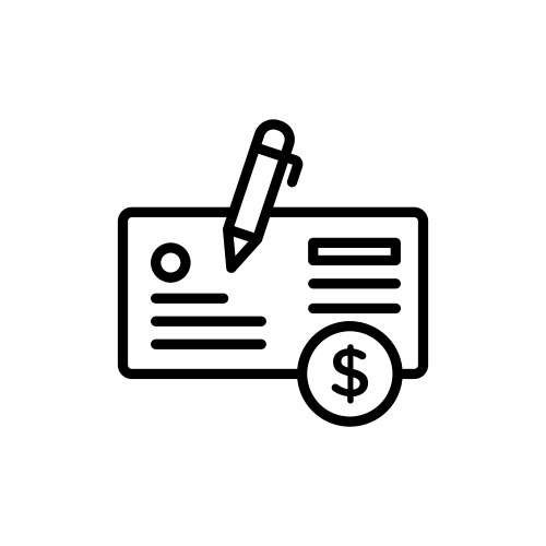 Money check icon setpayment pay paper cheque Vector Image