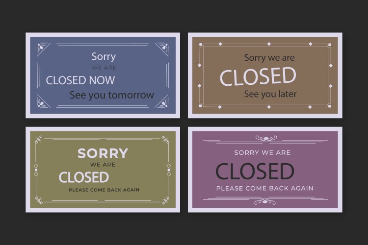 Vintage open and closed signboard collection Vector Image