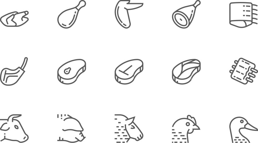 Line meat icons Royalty Free Vector Image - VectorStock