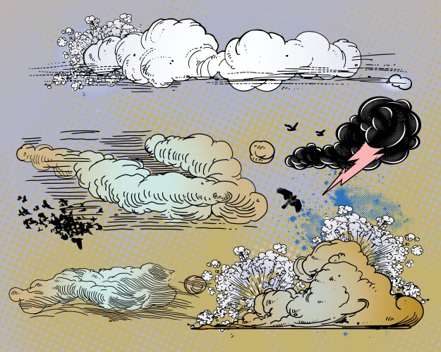 Vintage clouds Royalty Free Vector Image - VectorStock