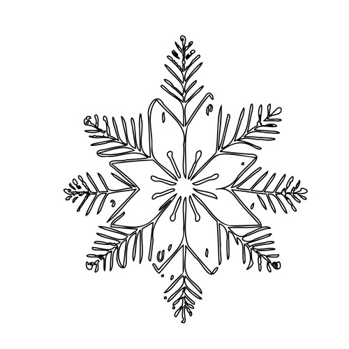 Snow flake outline sketch Royalty Free Vector Image