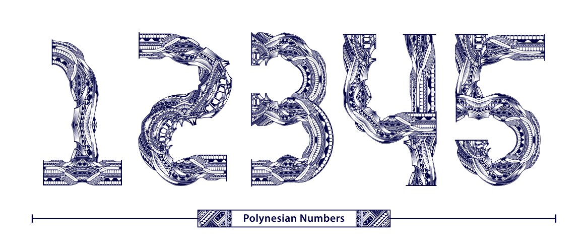 Numbers polynesian style in a set 12345 Royalty Free Vector