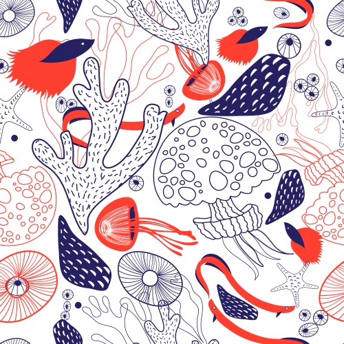 Seamless pattern withunderwater sea life Vector Image