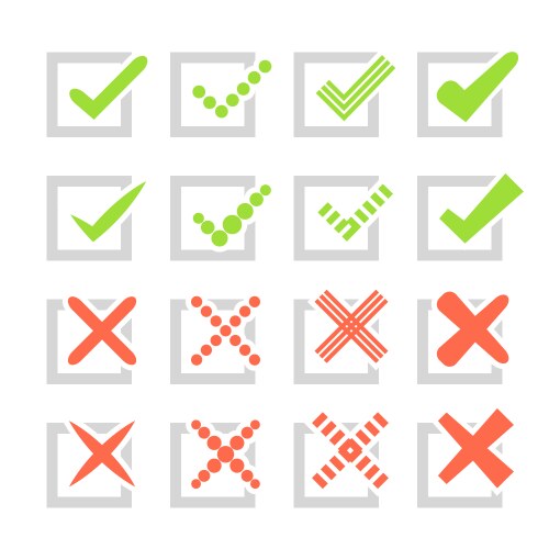 Different sizes of check mark icons Royalty Free Vector