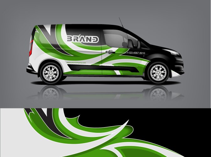 Van wrap design template with wave shapes decal Vector Image