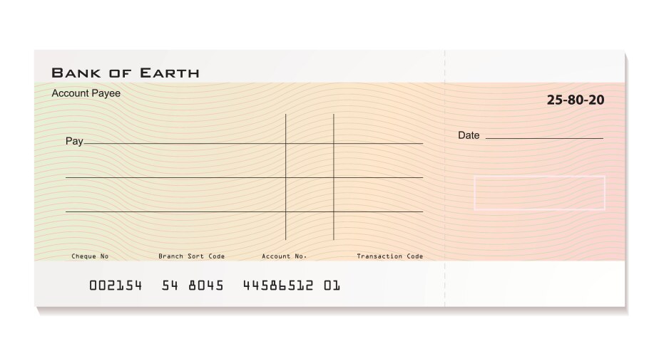 Bank Check Template with Watermark Royalty Free Vector Image