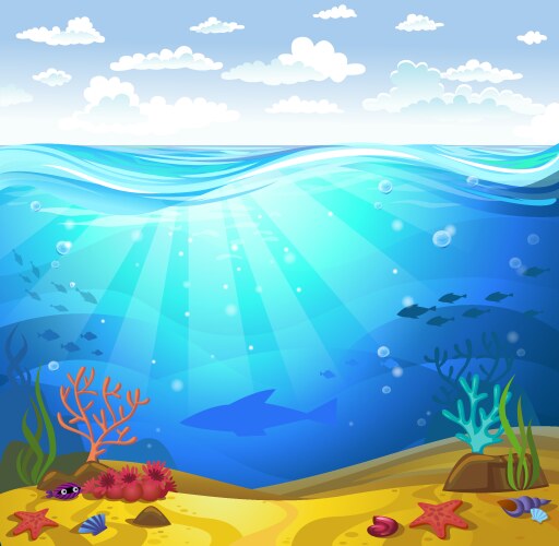 Deep underwater ocean scene Royalty Free Vector Image