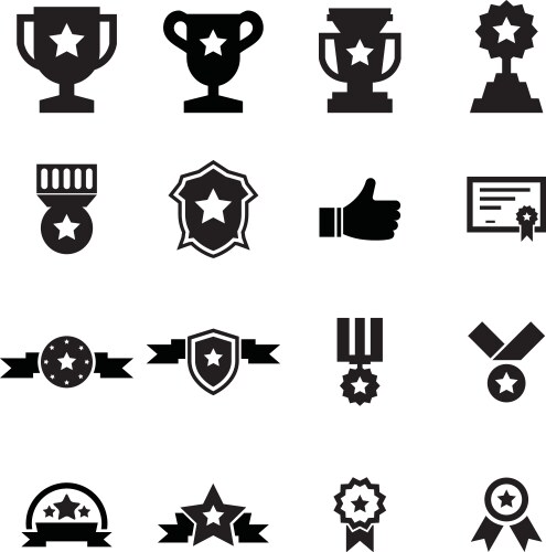 Award icons design set medals and trophy Vector Image