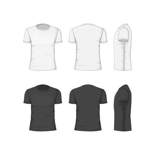 Men's T-Shirt Template - Front, Back & Side Views